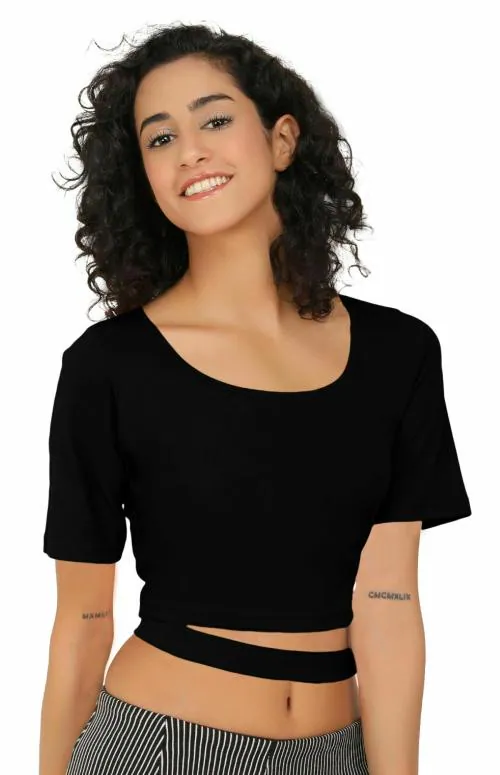 Buy AD2CART VA4451 Women Scoop Neck Half Sleeve Stylish Crop Top for ...