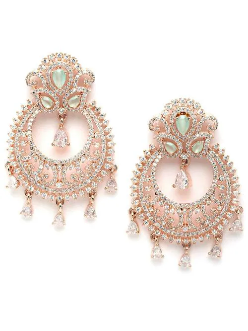 Buy Karatcart Metal Rose Gold Plated American Diamond Studded Chandbali ...
