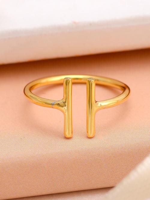 Buy 18 K Gold Plated Minimal Parallel Tracks Ring Online at Best Prices ...