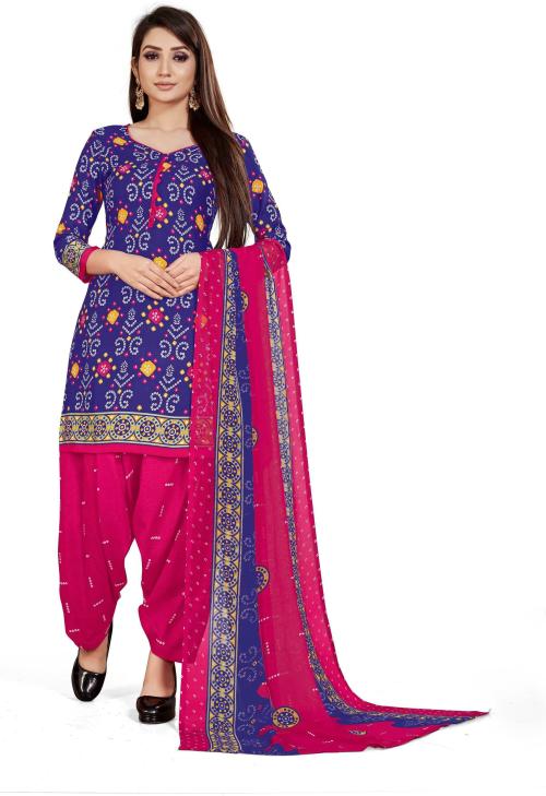 Buy GEE NEXT CREATION BELIEVING IN NEXT Women Blue Printed Crepe Single Unstitched Dress ...