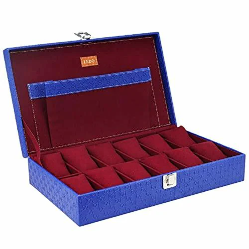 Buy LEDO Watch Box Organizer Storage Case for Men and Women in with 12 Slots of Watches In Royal ...