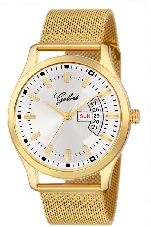 Buy Golart GT-9085 Silver Dial With Golden Shaffer Chain Analog Watch ...