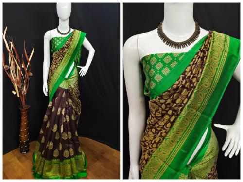 Buy Kashvi Saree Women Multicolor1 Self Design Pattern Georgette Single ...