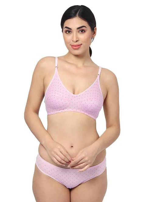 Buy SGC SWEDEN Pink Polka Print Cotton Lingerie Set - 34B Online at Best Prices in India - JioMart.