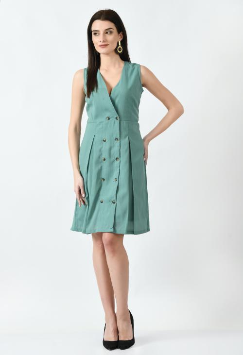 Buy Elanmate Women Polyester Georgette Blue Color Solid & Plain Overlap ...