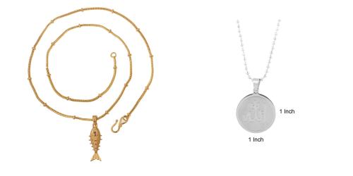 Buy Maalgodam Stainless Steel Allah Locket and Brass Plated Fish, Combo ...