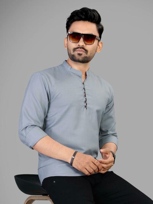 Buy SOPANI Men Solid Straight Kurta (Grey) Online at Best Prices in India - JioMart.
