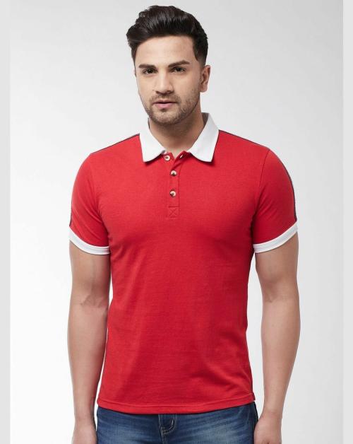 Buy Gritstones Solid Men Polo Neck Red T-Shirt Online at Best Prices in ...