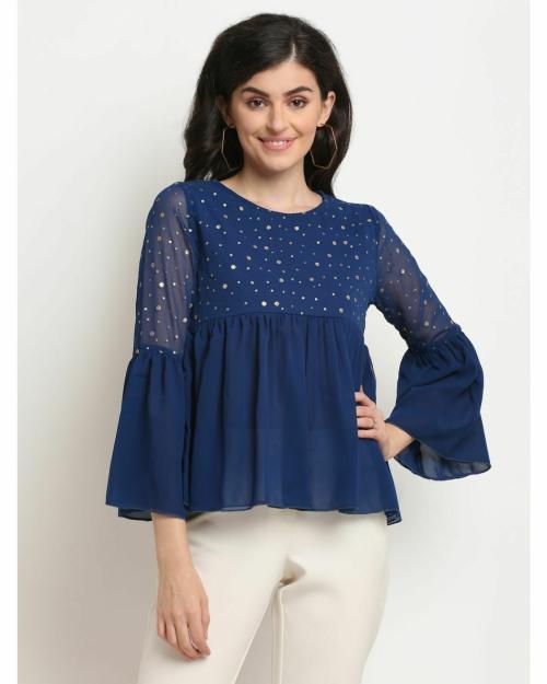 Buy La Zoire Full Sleeves Foil Print Top Online at Best Prices in India ...