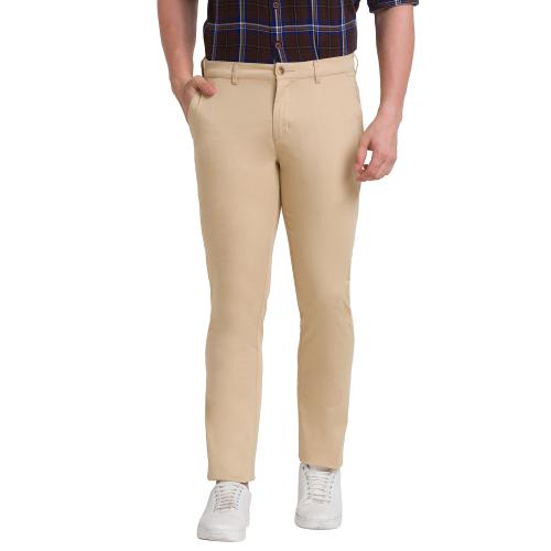Buy ColorPlus Slim Fit Solid Fawn Trouser Online at Best Prices in ...