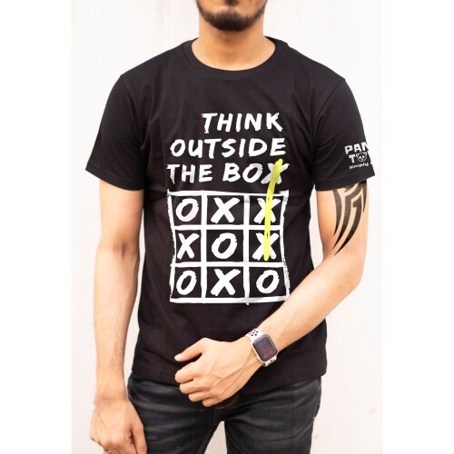 Buy PANDA TOWN Pure Cotton Think Outside The Box Printed Half Sleevees ...