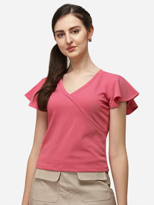 Buy Fabflee Women Pink Solid Polyester Top | Women Top | Tops for Women ...