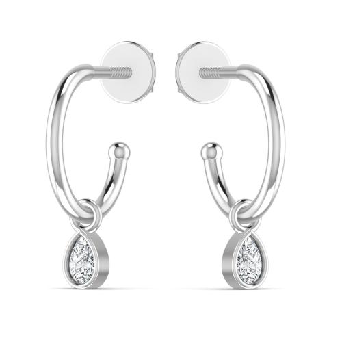 Buy FIERY FLAIR Tear Drop Sterling Silver Half Hoop Earring For Women ...