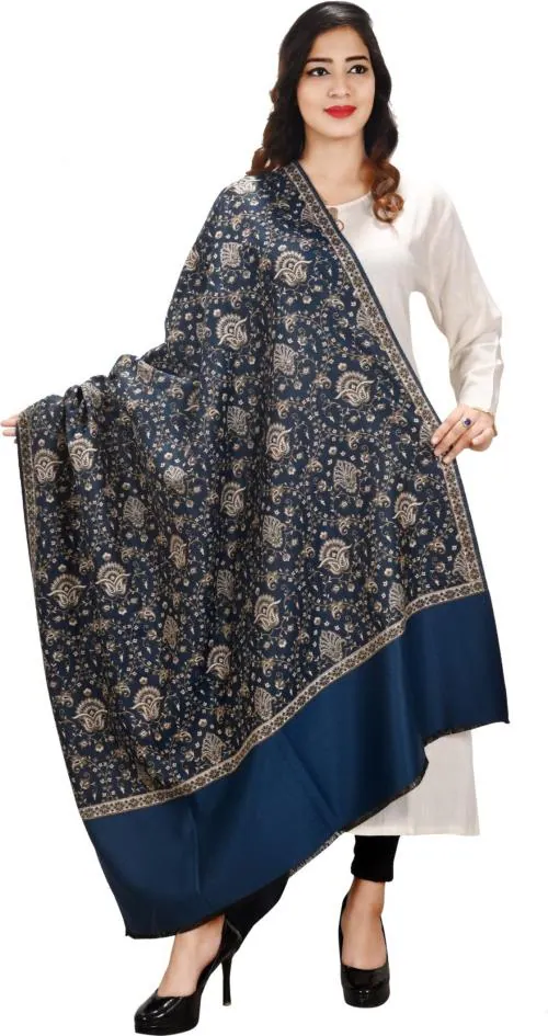 Buy FusFus Women Grey Woven Pure Wool Shawl - Free Size Online at Best ...