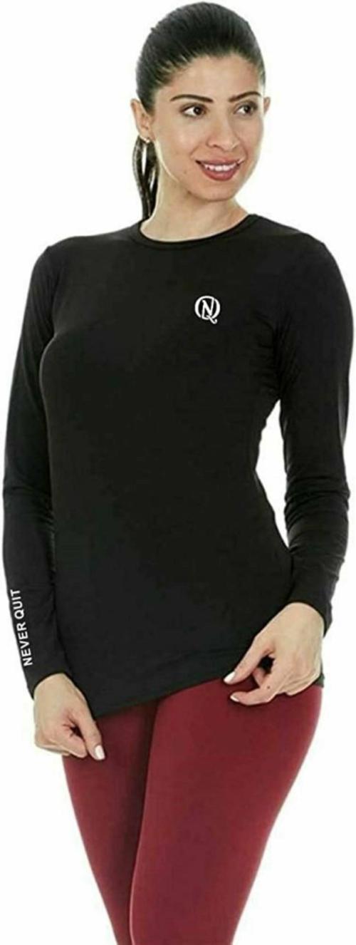 Buy Never Quit Women's Round Neck Full Sleeves Gym Sports T-Shirt ...