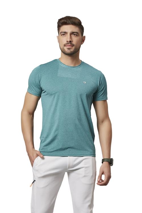 Buy BODYMARK Sea Green Men's Round Neck Sports Half Sleeve T-Shirt ...