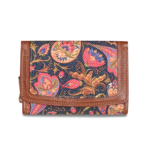 Buy ZOUK 100% PeTA Approved Vegan Leather Paisley Print Three Fold ...