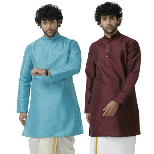 Buy UATHAYAM Ethnix Kurta Poly Dupion Silk Full Sleeve Regular Fit ...