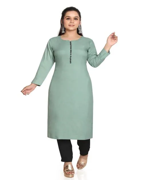Buy Meniki Women's Solid Rayon Straight Fit Kurti with 3/4th Sleeves ...