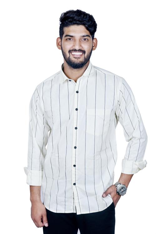 Buy TMF THE MEERU FASHION Men Striped Casual White Shirt Online at Best ...