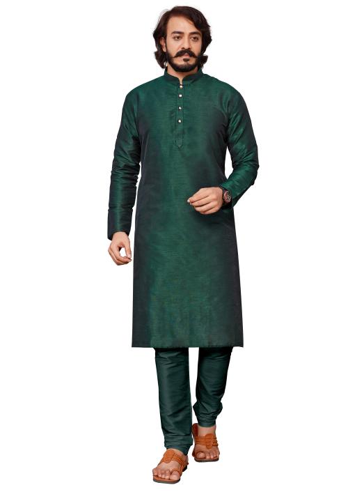 Buy EARTH ART SILK SELG DESIGN KURTA FOR MENS GREEN XXXL Online at Best ...