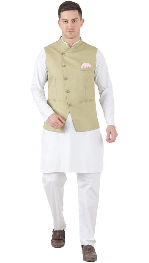 Buy Tahvo Men Green Solid Pure Cotton Jacket And Pyjama Set (42) Online ...