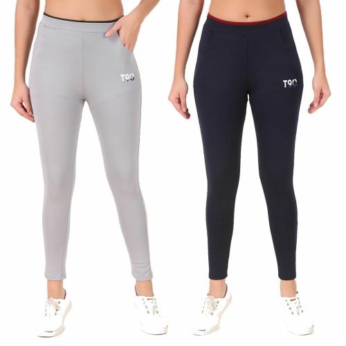 Buy Chiku Cherry solid trendy women multicolor lycra blend Trackpants ...