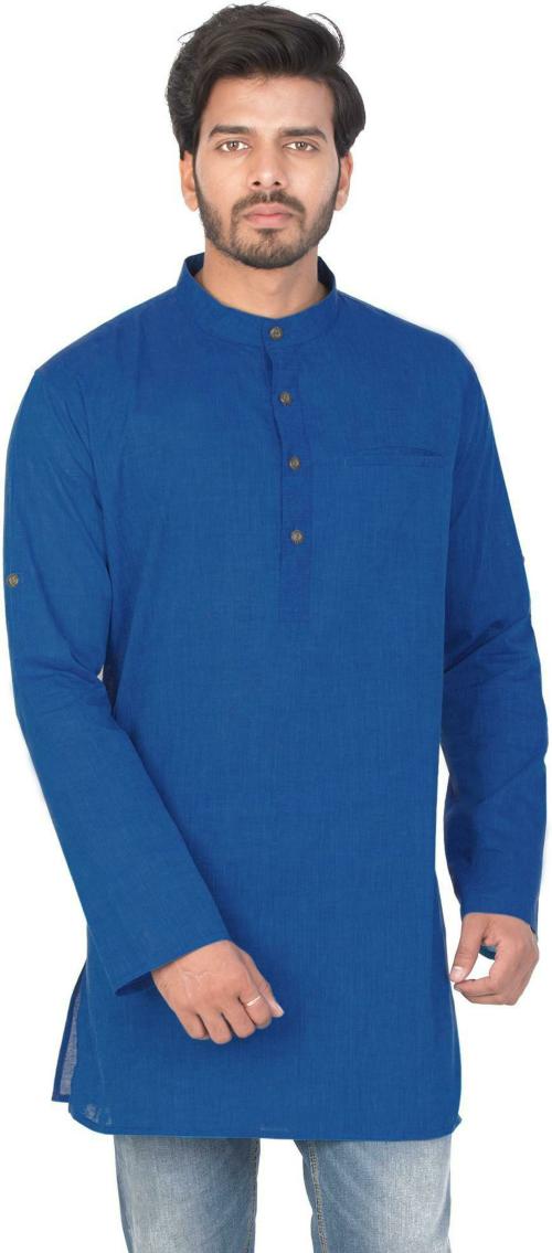 Buy Rene Men Blue Cotton Blend Solid Kurtas Online at Best Prices in ...