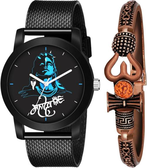 Buy CRAB Analog Black Watch And Bracelet Combo Men and Boys (JEW_54_K ...