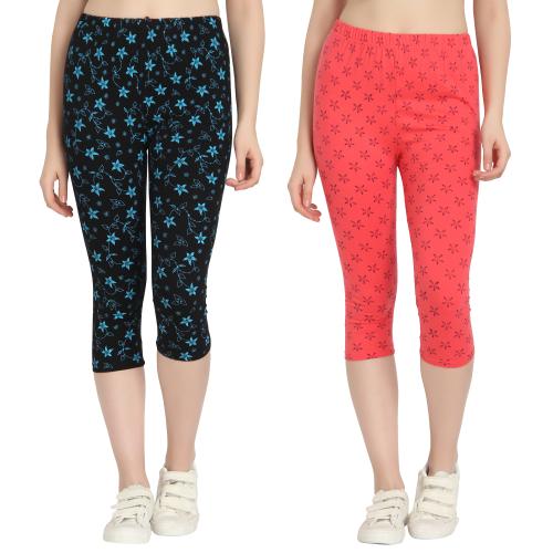 Buy EHA Capri for Women | Printed Capri for Girls | 3/4th Pants for Women | Cotton Lycra Capri ...