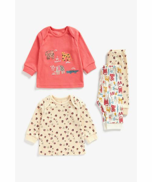 Buy Mothercare Girls Full Sleeves Pyjamas Set Animal Printed-Pack of 2 ...