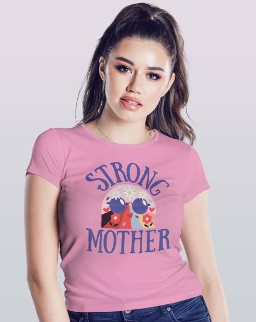 Buy Macmerise Strong Mother Baby Pink T-shirt for Womens Online at Best ...