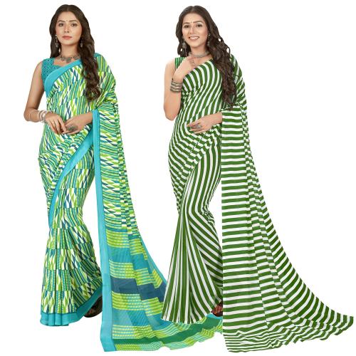 Buy Anand Women Multicolor1 Self Design Pattern Georgette Pack of 2 ...