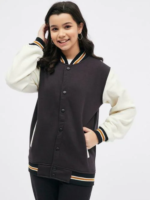 Buy luyk Girls Brown Colorblock Pure Cotton Casual Jacket (11 to 12 ...