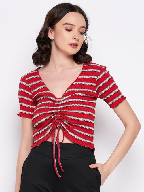 Buy HH HANG N HOLD Casual Striped Women Red, White Top () Online at ...