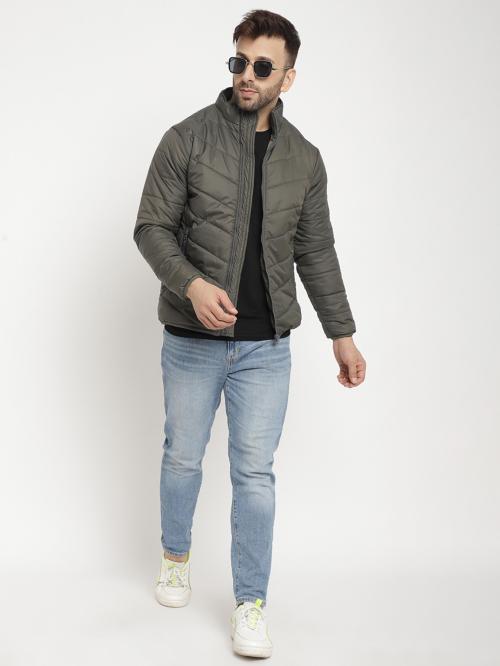 Buy Better Think Men Grey Self Design Nylon Quilted Jacket (S) Online ...