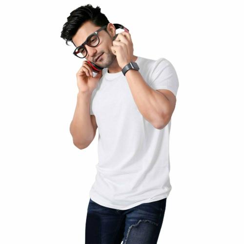 Buy YOLO Men White Solid Polyester Round Neck Half Sleeve Tshirt (M ...