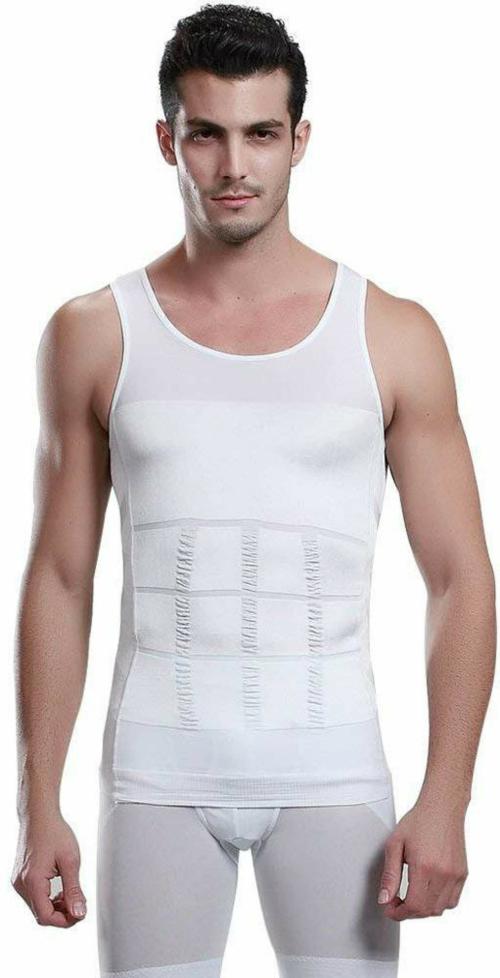 Buy FONICX FIT Men White Solid Spandex Shapewear - S Online at Best ...