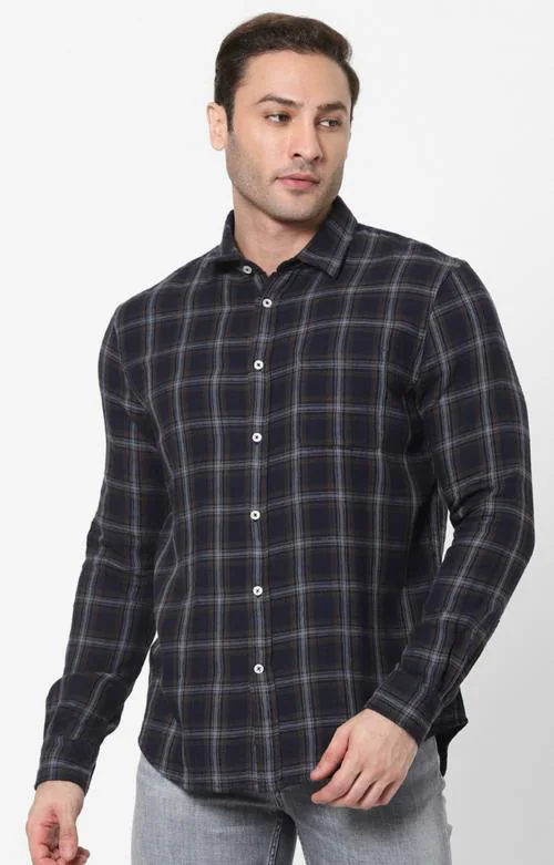 Buy Celio Blue Checked Casual Shirts Online at Best Prices in India ...
