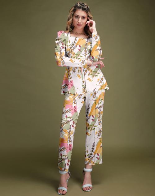 Buy Selvia Lycra Printed Top and Bottom Multicolor Co-Ords Set for ...