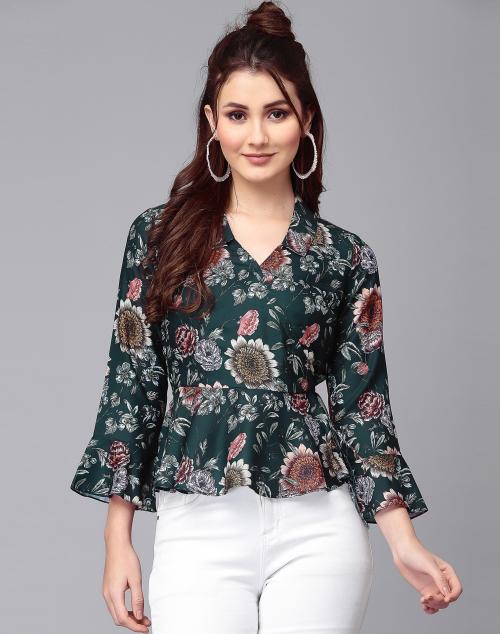 Buy Selvia Polyester Green Printed Top | tops for women | tops | women ...