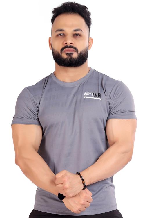 Buy Fuaark Emblem Sports and Gym Half Sleeve Tshirt Grey Online at Best ...