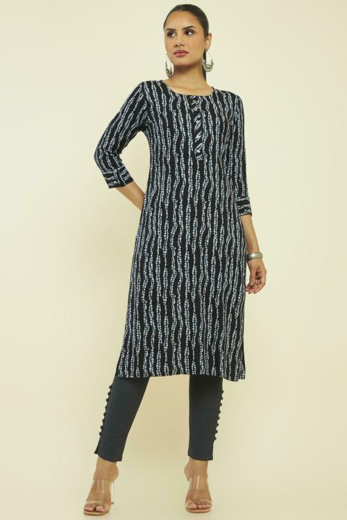 Buy SOCH Women Black Printed Single Kurta (M) Online at Best Prices in ...