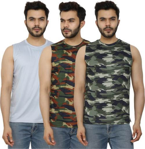Buy PRIME PLUS Multicolor Camouflage Round Neck Sando Vest - M (Pack of ...