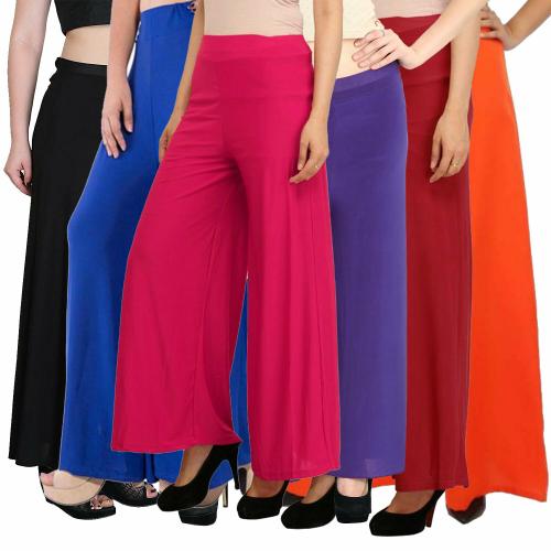 Buy Pixie Lycra Straight Fit Palazzo for Women / Girls Combo (Pack of 6 ...
