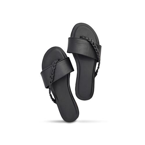Buy Sayera Black Trendy Flat Sandals For Women Online at Best Prices in ...