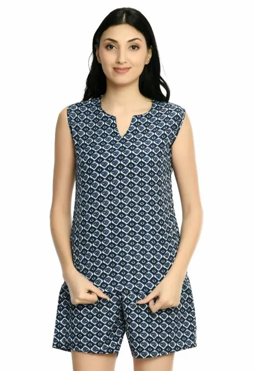 Buy USA Fantasy Women's Blue Crepe Floral Print Nightsuit Online at Best Prices in India - JioMart.