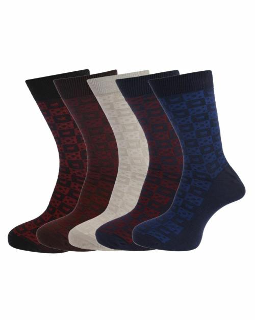 Buy DOLLAR Men's Multicolor Solid Cotton Blend Pack of 5 Full-length ...
