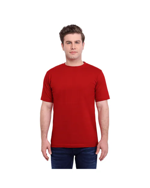 Buy Men Solid Round Neck Red T-Shirt Online at Best Prices in India ...