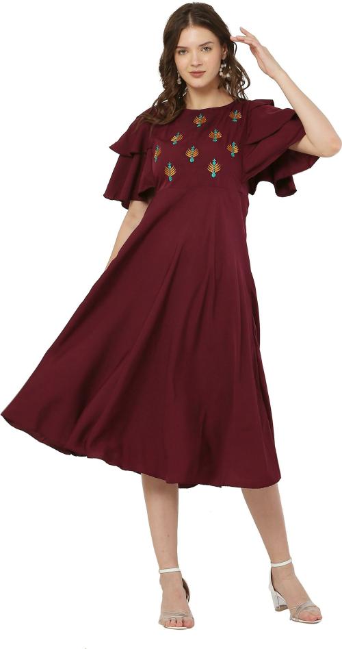 Buy PAVONINE Women Drop Waist Pink Dress Pink Online at Best Prices in ...